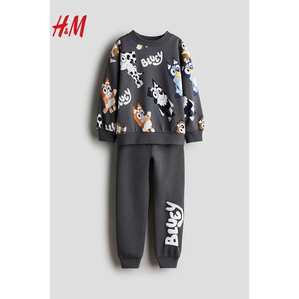 Bộ nỉ bông Hm màu ghi hình Bluey bé trai size 2-9y | Shopee Việt Nam