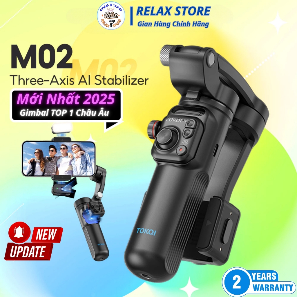 Gậy quay video TOKQI M02 bản 2025, Gymbal chống rung điện thoại quay ...
