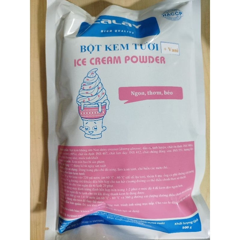 Bột Kem vani 500g dùng làm whipping cream, kem tươi, kem viên vị vani ...