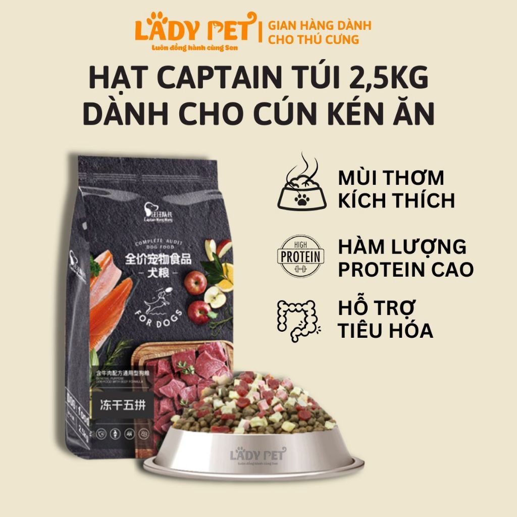 [Túi 2.5kg - 5kg] Hạt Captain Cho Cún Kén Ăn, Dòng Hạt Chuyên Biệt Dùng ...