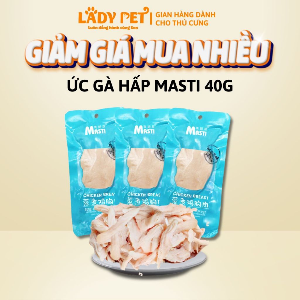 [GIẢM GIÁ MUA NHIỀU] 30 Ức Gà Hấp Masti Cho Chó Mèo 40g - Ức Gà Hấp Ăn ...