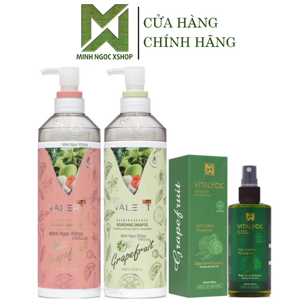 Combo dầu gội xả bưởi Valert Grapefruit 850ML tặng xịt bưởi Vitalycil ...