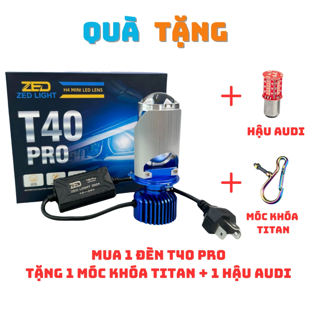 Đèn Pha LED Bi Cầu T40 PRO ZED LIGHT 55W H4 Lắp Oto Xe Máy Bảo Hành 24 ...