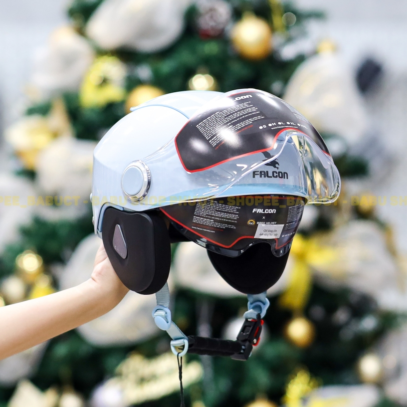 Mũ 3/4 2 Kính Falcon Bee Có Thể Tháo Rời Ốp Tai Freesize | Shopee Việt Nam