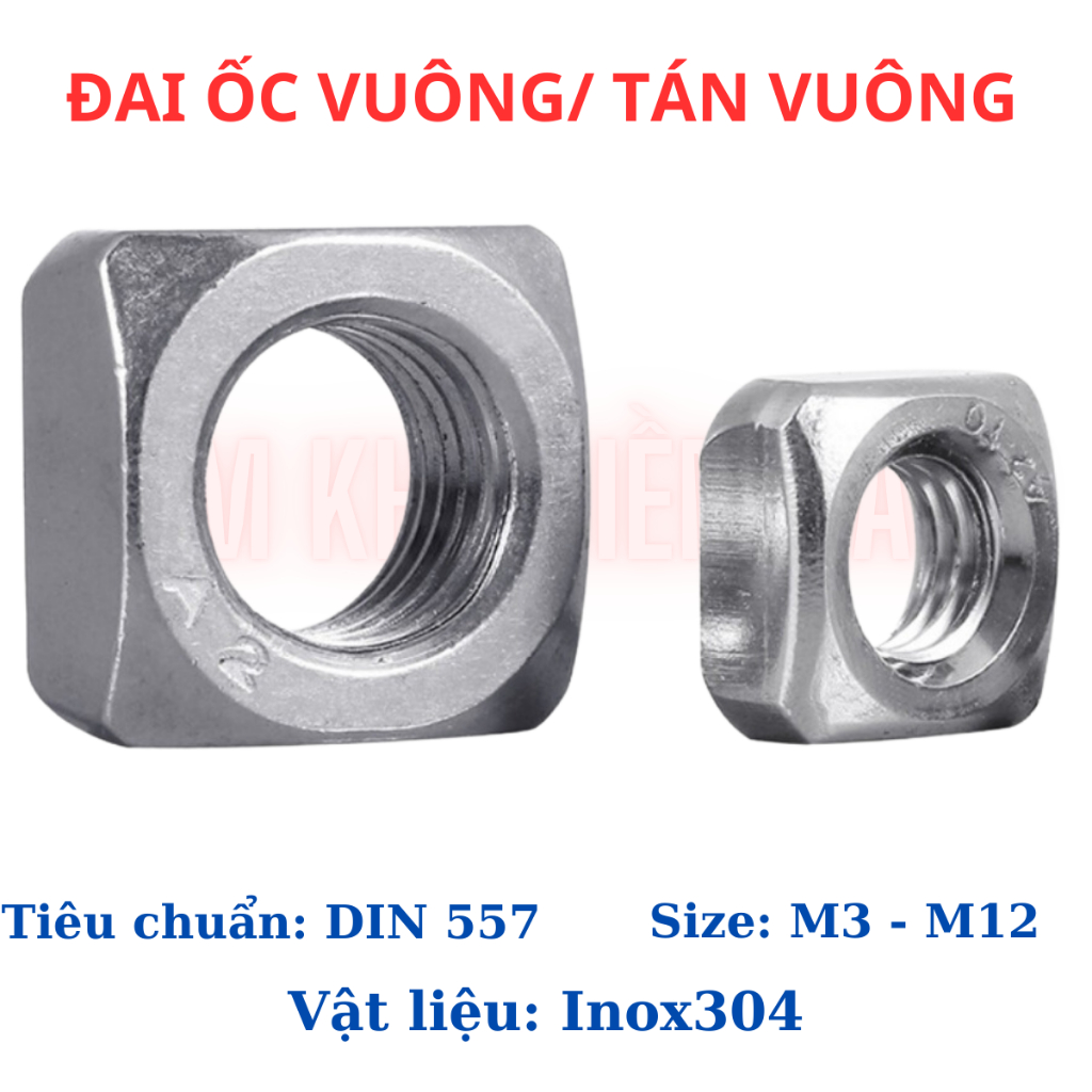 Đai ốc vuông, Tán Ecu vuông Inox 304 size M3 M4 M5 M6 M8 M10 M12 (10 ...