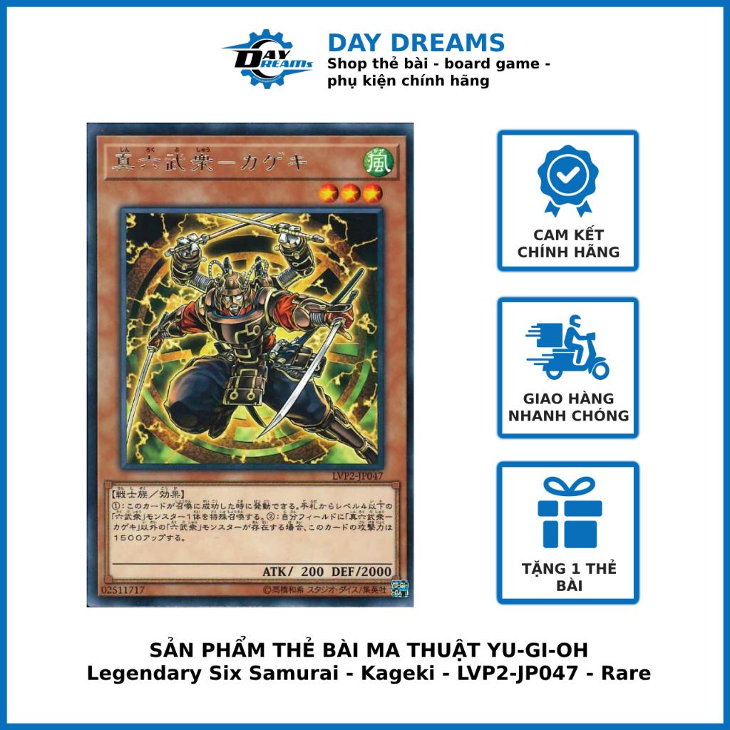 THẺ BÀI YUGIOH CHÍNH HÃNG: Legendary Six Samurai - Kageki - LVP2-JP047 - Rare | Shopee Việt Nam