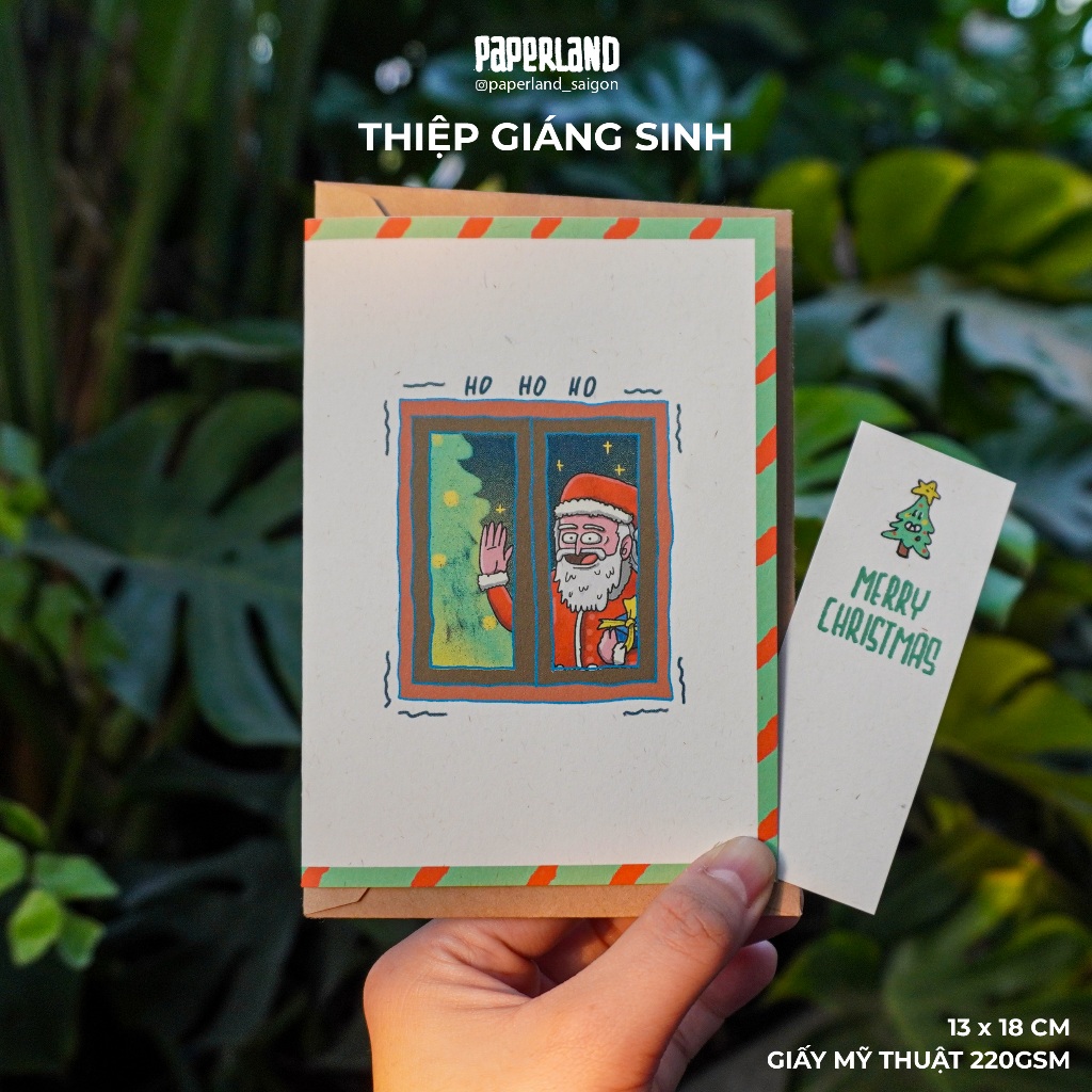 Thiệp giáng sinh Ông Già Noel Bên Cửa Sổ giấy mỹ thuật 300gsm |Postcard ...