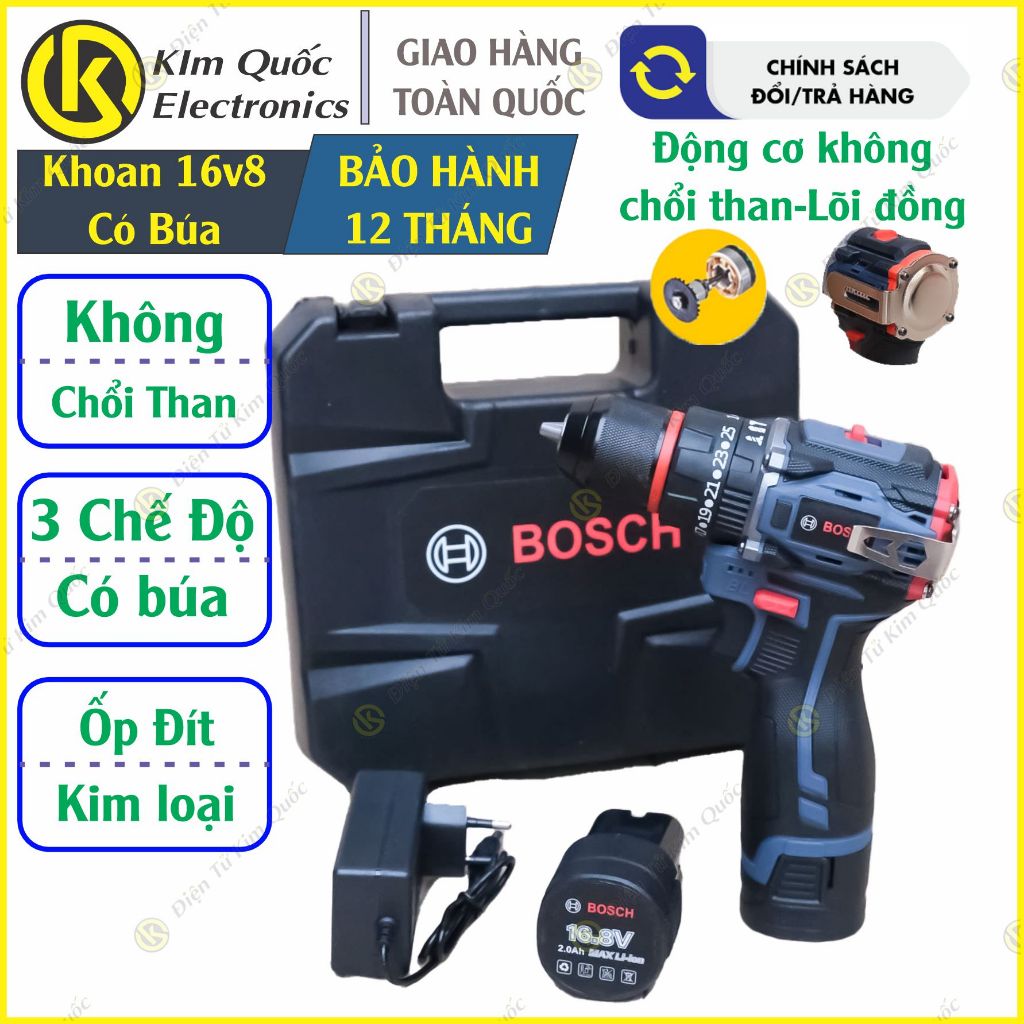 Máy Khoan Pin 16,8v có búa khoan tường Bosch Đầu Kẹp autolock 10mm Động Cơ Không Chổi Than ...
