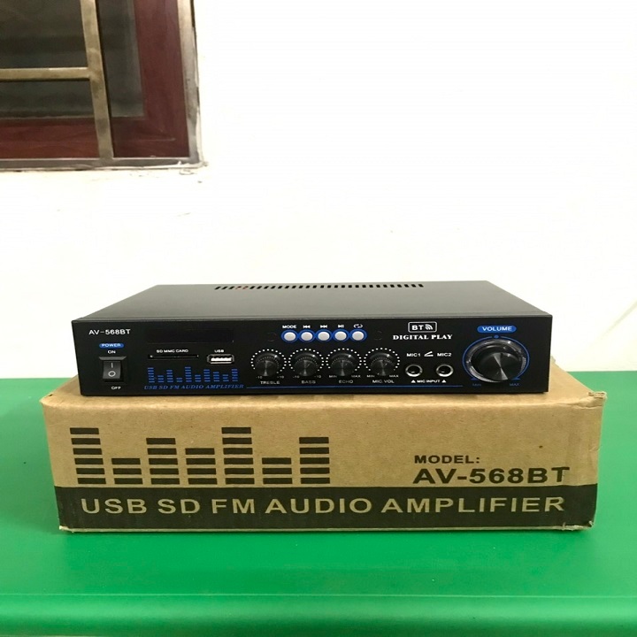 AMPLY MINI KARAOKE BLUETOOTH CHẠY ĐIỆN 12V/220V AV-568BT CÔNG SUẤT CAO ...