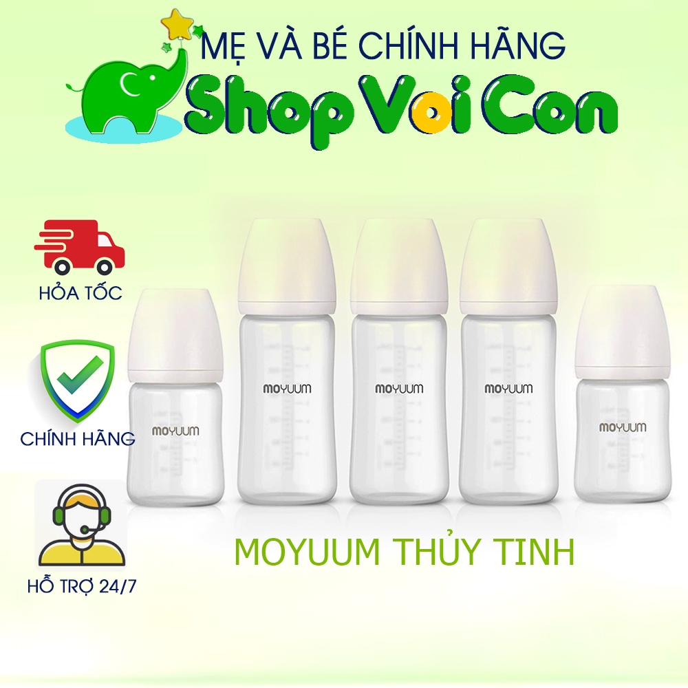 Bình sữa MOYUUM thuỷ tinh tráng Silicon dung tích 150ml/240ml | Shopee Việt Nam