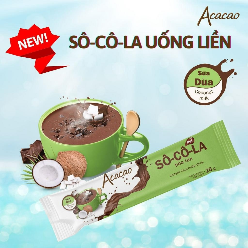 [Mua 5 tặng 1] Bột Socola Acacao vị sữa dừa (Bịch 96g, 6 gói 16g) | Shopee Việt Nam