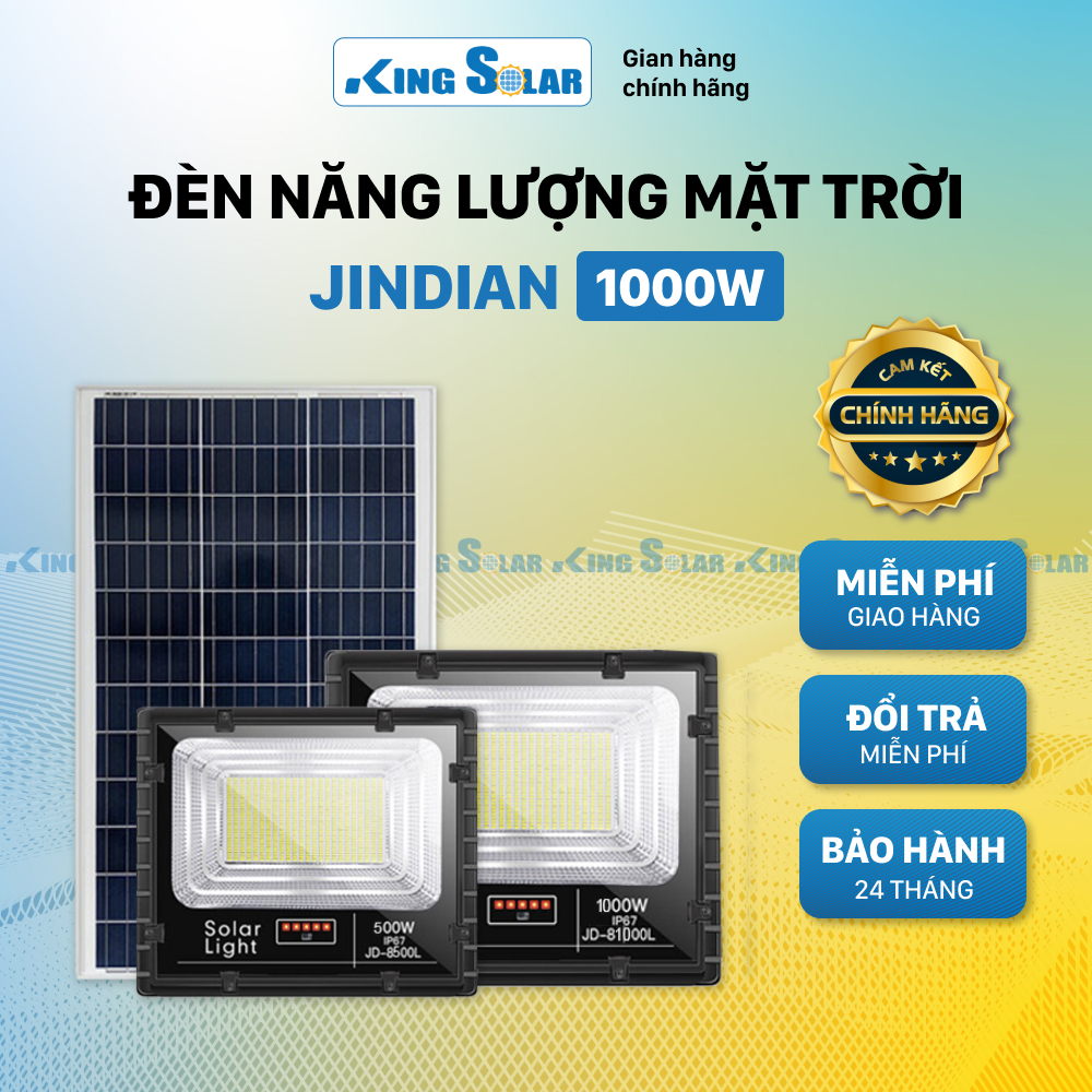 Đèn LED PHA 1000W Năng Lượng Mặt Trời JINDIAN JD-81000, Đèn Chính Hãng Bảo Hành 24 Tháng King ...