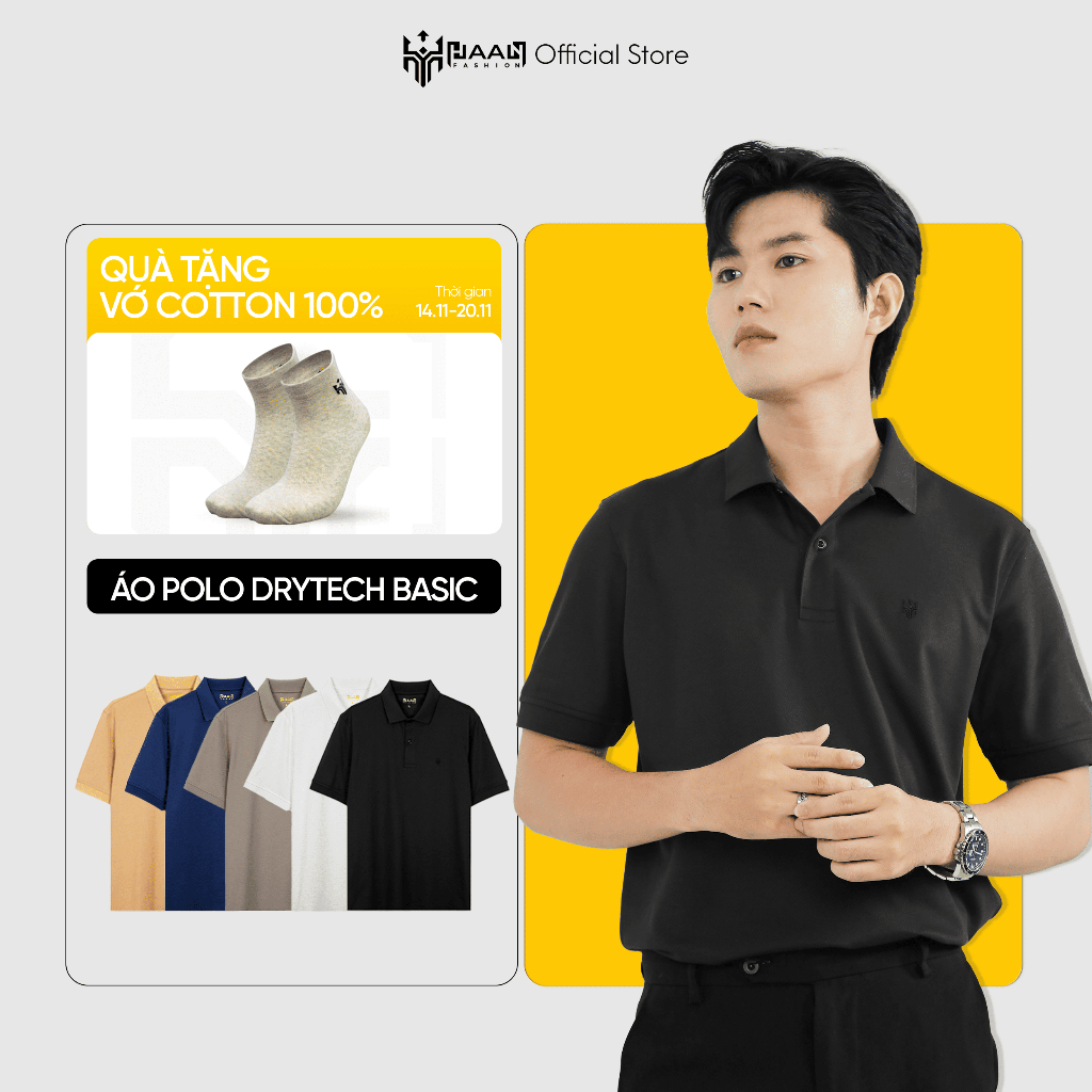 Áo Polo nam trơn cao cấp HAAN chất liệu vải Drytech thấm hút bay hơi nhanh | Shopee Việt Nam