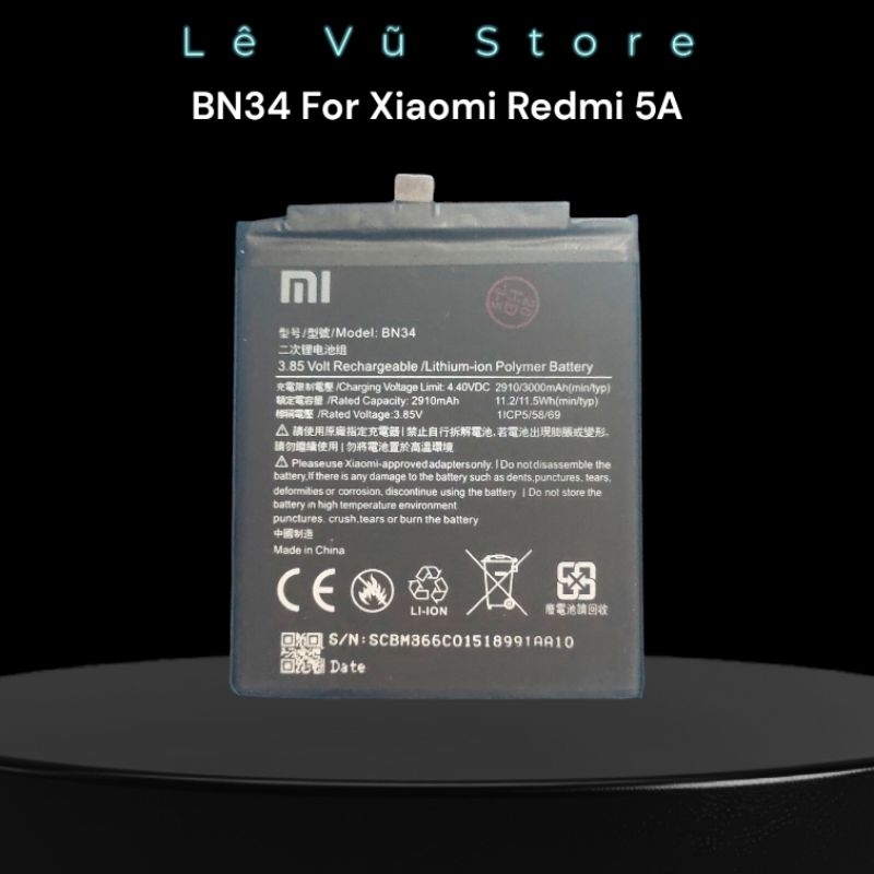 Pin Xiaomi Redmi 5A [BN34 / 3000mAh] Đen | Shopee Việt Nam