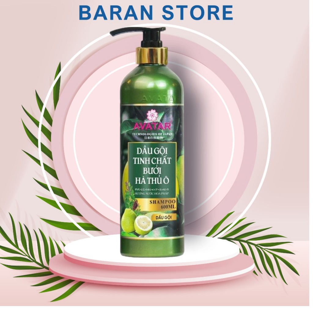 Dầu gội Avatar Tinh chất Bưởi Hà Thủ Ô 600ml Bí quyết mái tóc chắc khỏe, suôn mượt Baran Shop ...
