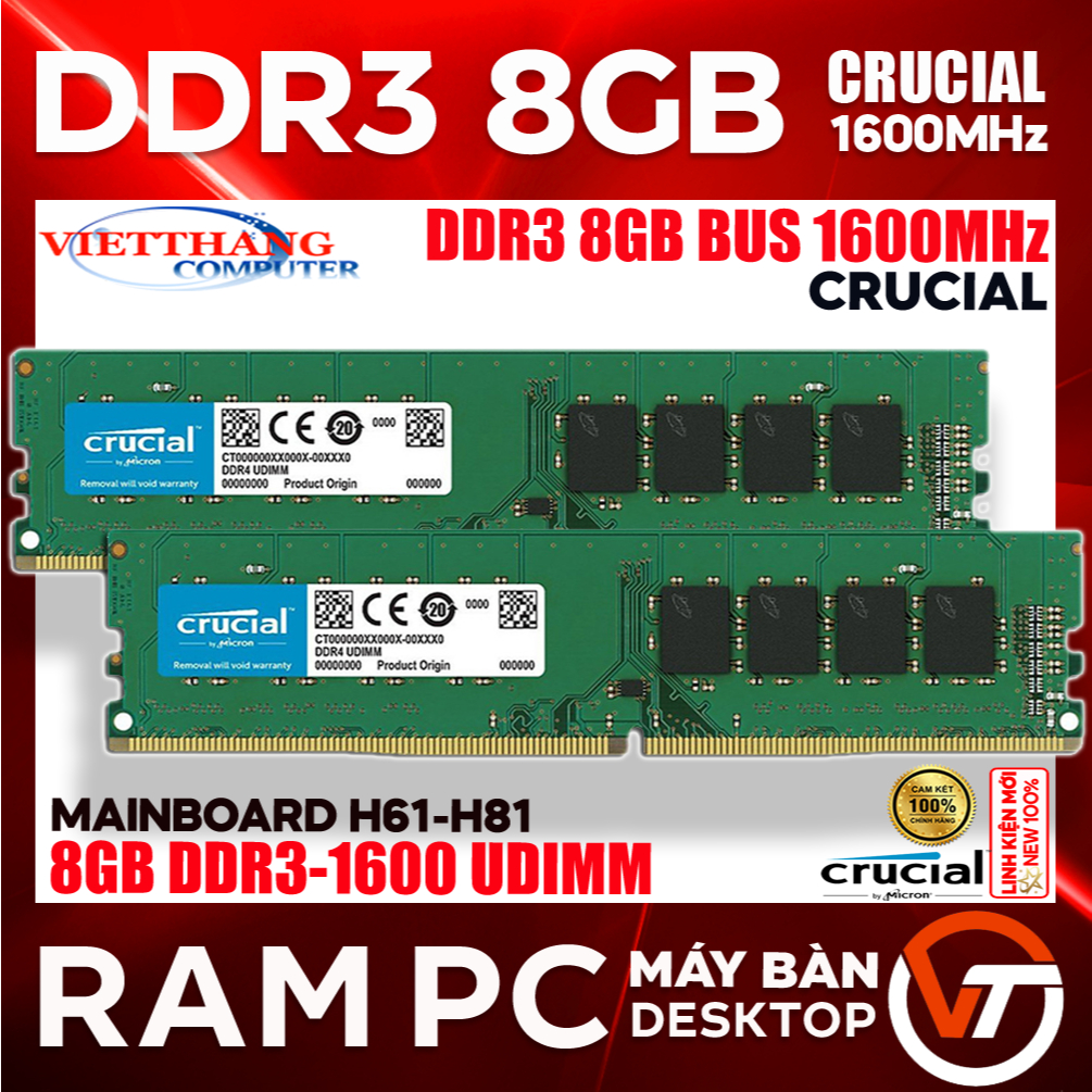 Ram DDR3 8G Crucial Bus 1600 - Ram 8G DDR3 Bus 1600 Crucial - Thương ...