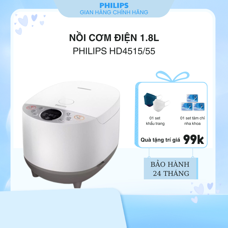 Nồi Cơm Điện Philips HD4515/55 - Dung Tích 1.8L - 6 Lớp Đế Dẫn Nhiệt ...
