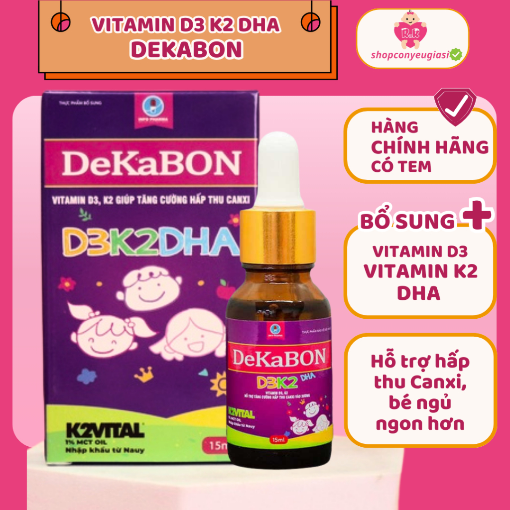 Vitamin D3 K2 DHA Dekabon, chai thủy tinh 15ml, Việt Nam | Shopee Việt Nam