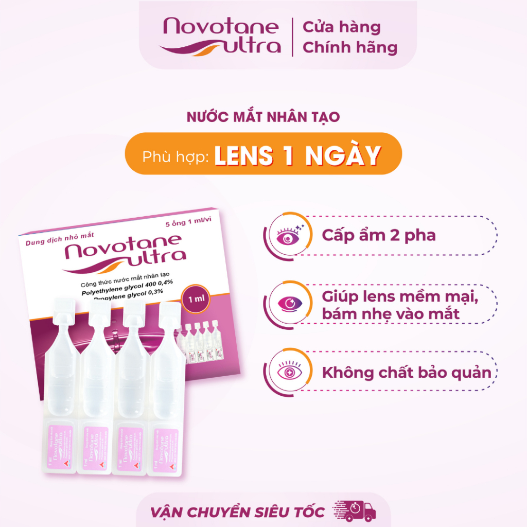 Nước Nhỏ Mắt Lens Dạng Vỉ Dành Cho Lens 1 Ngày Dưỡng Ẩm 2 Pha Novotane ...