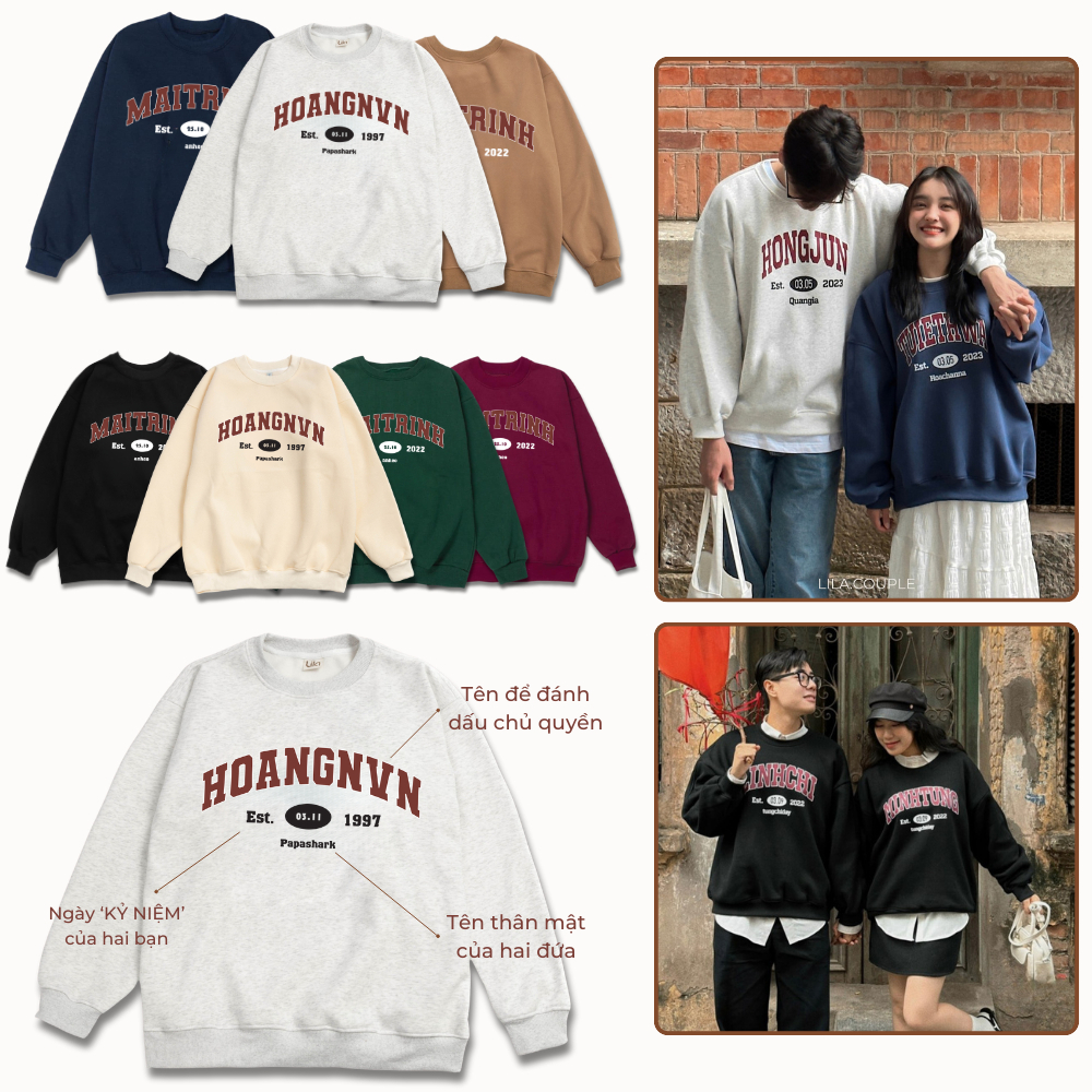 Áo Nỉ Sweater Đôi My Love In Họa Tiết LILA Vải Nỉ Bông Hàn Không Xù ...