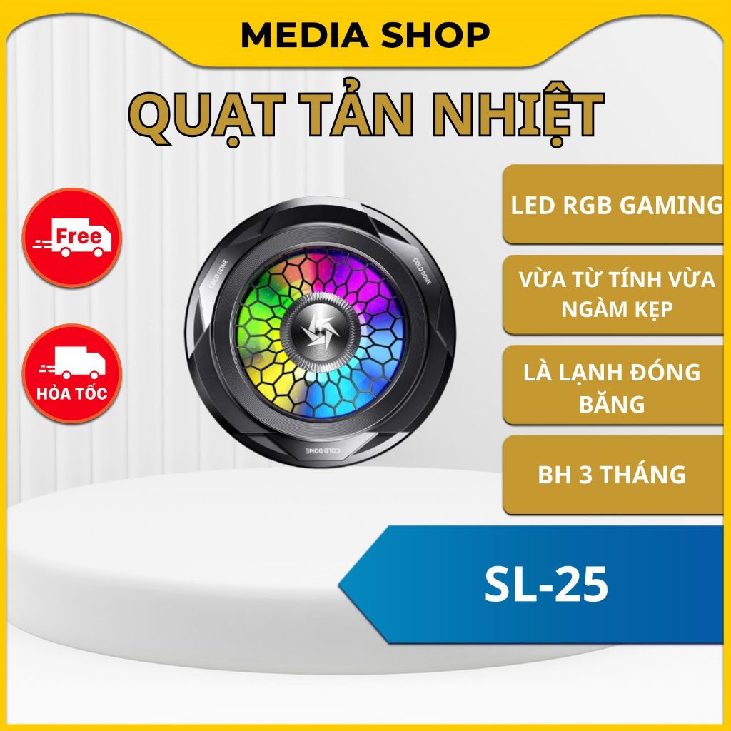Sò Lạnh SL25 - Quạt Tản Nhiệt Điện Thoại + LED Gaming, Hút Nam Châm ...