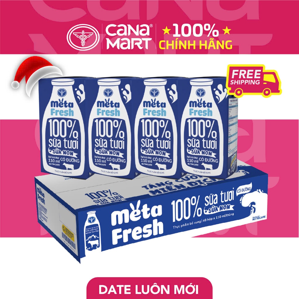 Thùng sữa tươi Nutricare Meta Fresh Có Đường sữa non tăng cường miễn ...