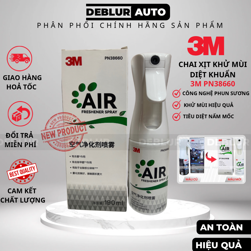 Chai xịt khử mùi diệt khuẩn ô tô 3M, khử mùi tủ quần áo, tủ giày dép, nhà vệ sinh 3M 38660 200ml ...