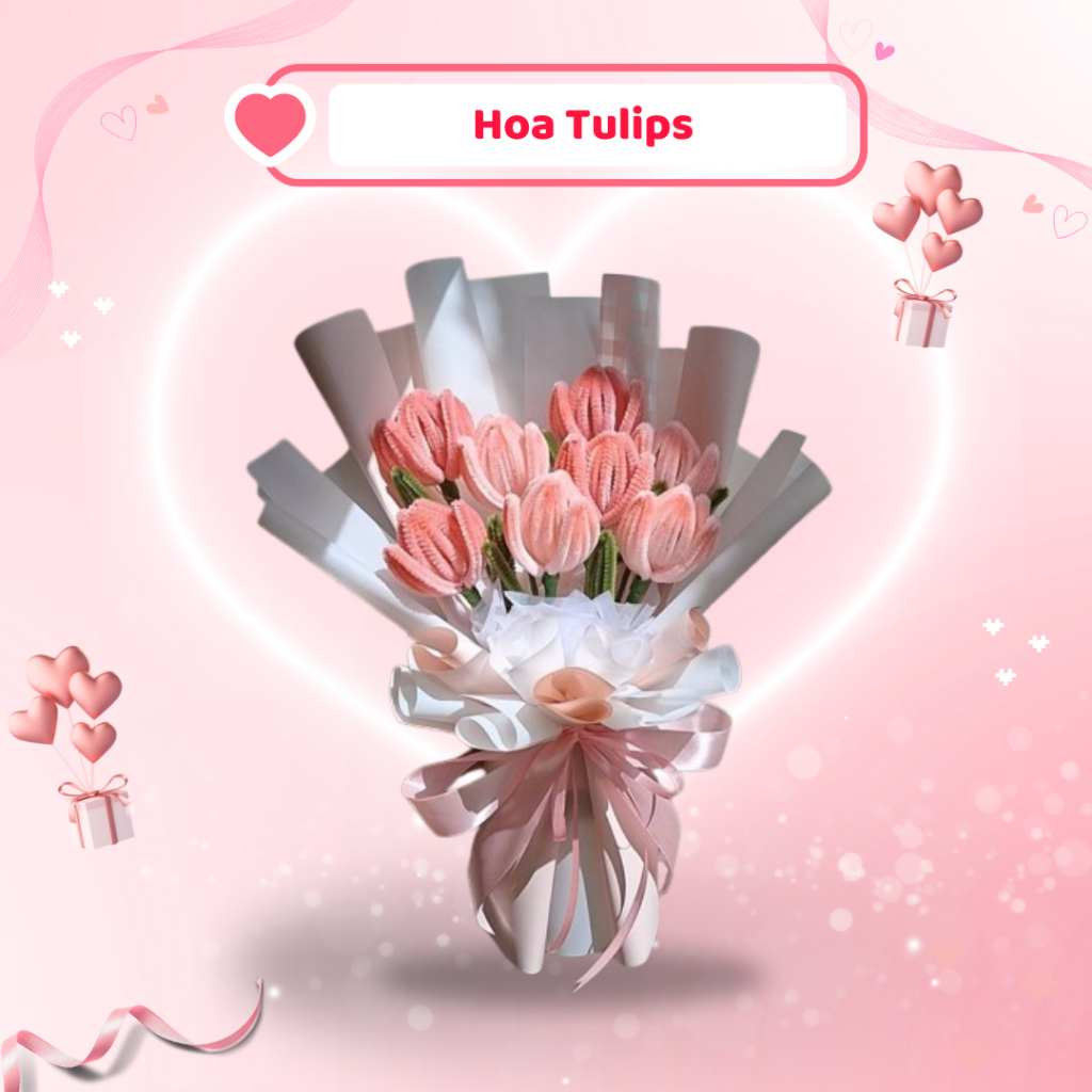 BÓ HOA TULIPS HANDMADE KẼM NHUNG 2025 | Shopee Việt Nam