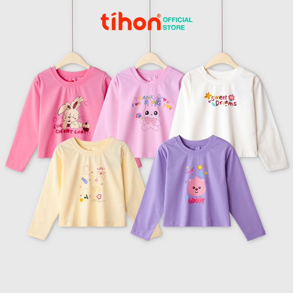 Áo dài tay cho bé gái TIHON chất liệu cotton mềm mịn họa tiết in hình ...