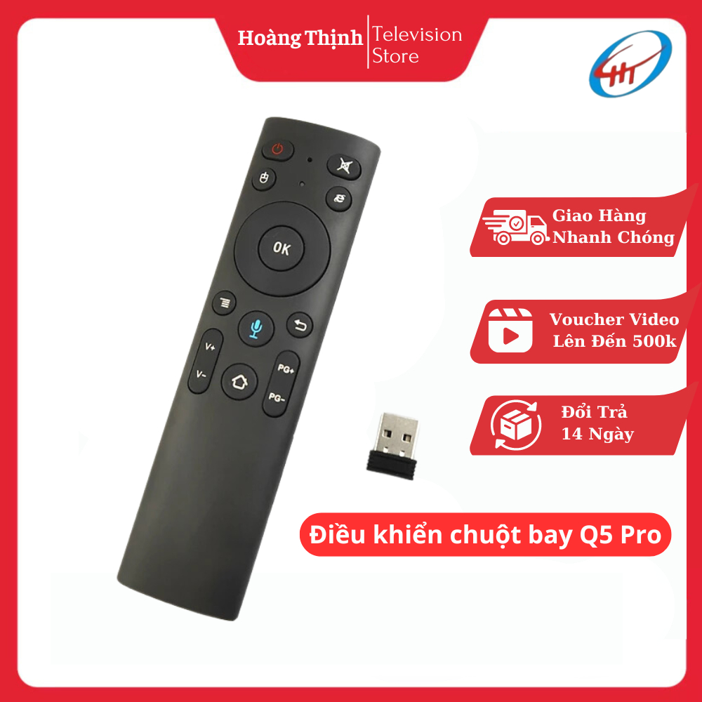 Điều khiển chuột bay Q5 Pro tìm kiếm bằng giọng nói dùng cho SmartTV, TV Box, PC, Androi TV Box ...