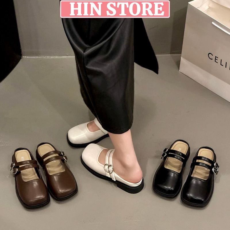 Sục nữ đế bệt da mềm 2 khuy mẫu mới sang chảnh hottrend, giày búp bê sandal phong cách Hàn Quốc ...