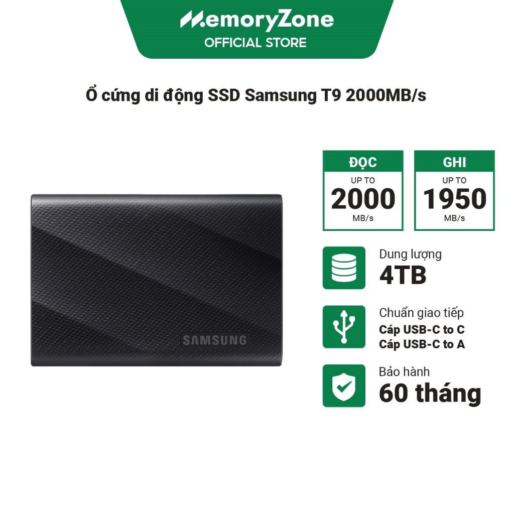 Ổ cứng di động SSD Samsung T9 2000MB/s 1TB / 2TB / 4TB | Shopee Việt Nam