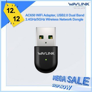 Wavlink AC650 USB WiFi Adapter, USB2.0 Dual Band 2.4GHz/5GHz Wireless ...