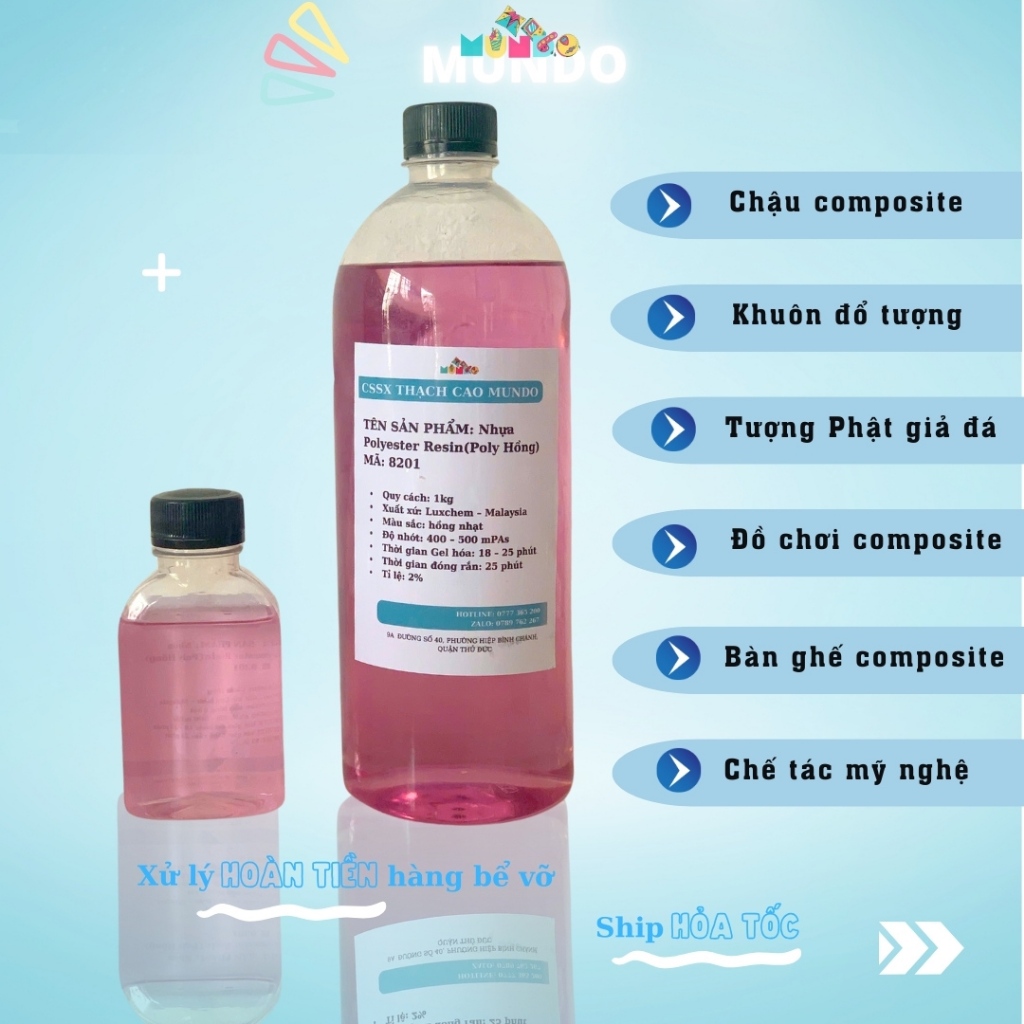 1 KG Keo Composite Hoả Tốc, Poly Hồng, Sợi Thủy Tinh, Bột Đá Làm Khuôn ...