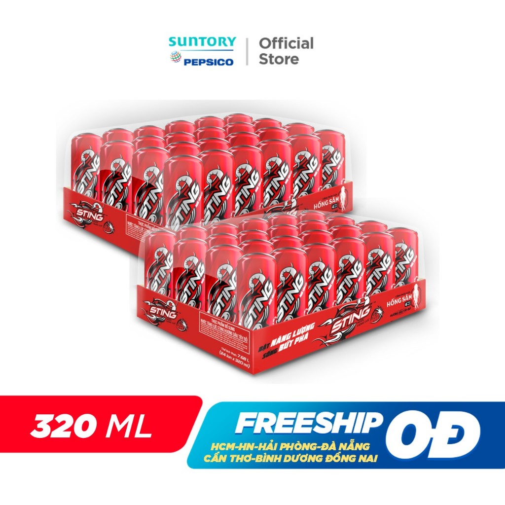 Combo 2 Thùng 24 Lon Nước Tăng Lực Sting Dâu (320ml/lon) | Shopee Việt Nam