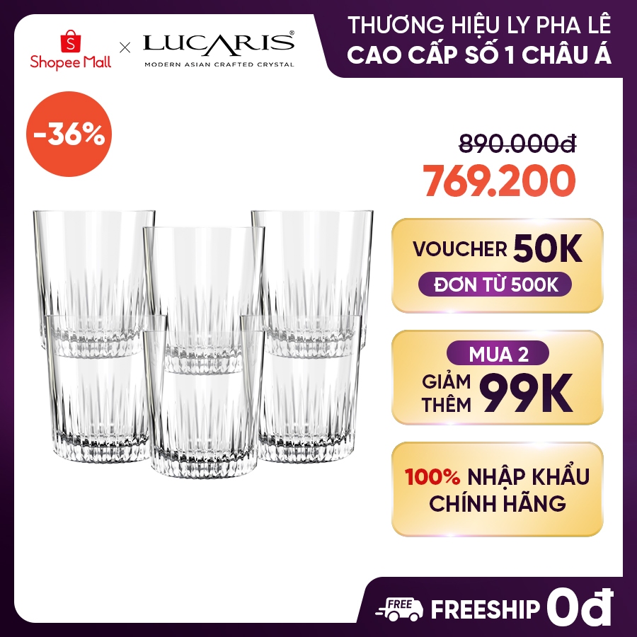 [BỘ SƯU TẬP MỚI] Bộ cốc pha lê không chì, Ly uống rượu, pha chế Lucaris Pavilion Gleam Rock ...