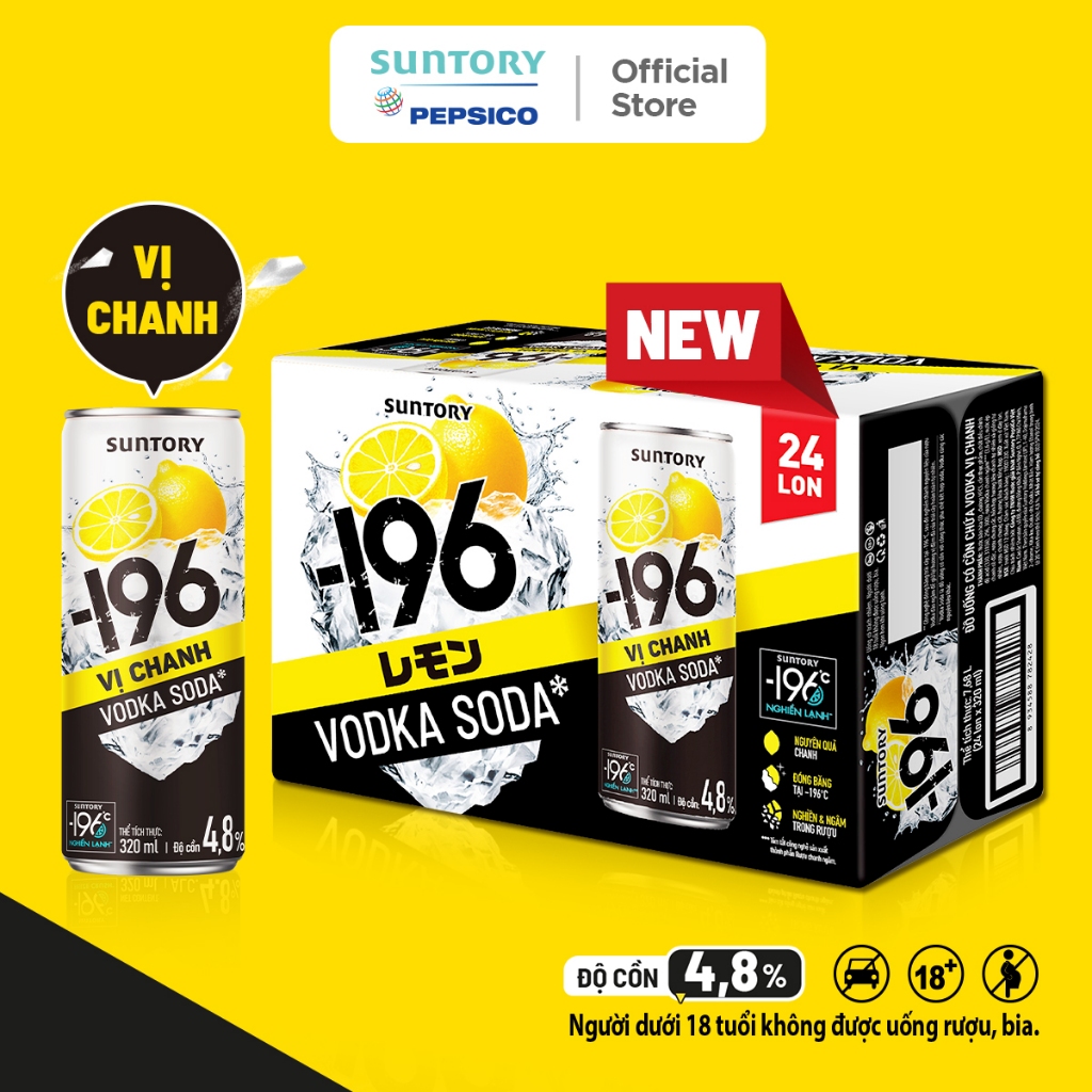 [HSD: 07/08/2025][Hỏa tốc] Thùng 24 Lon -196 Vodka Soda Vị Chanh (320ml ...