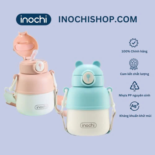 Bình giữ nhiệt inox 304 cao cấp Fuji Bear Inochi 560ml, kèm ống hút và dây đeo cho bé | Shopee ...