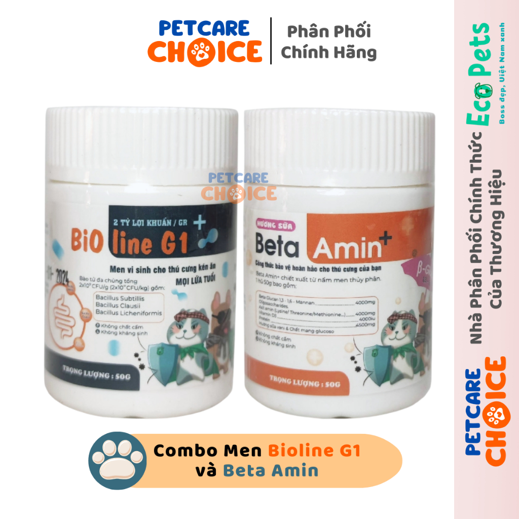Ecopets Combo Men Bioline G1 và Beta Amin Giúp Chó Mèo Tăng Cường Đề ...