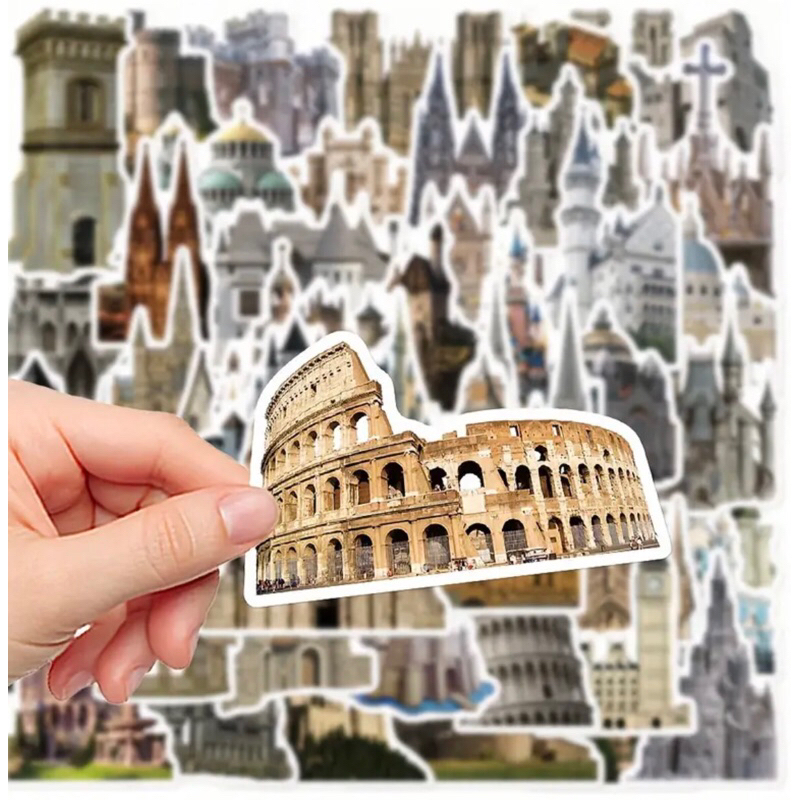 60 sticker các địa điểm du lịch cổ điển nổi tiếng trang tri vali du ...