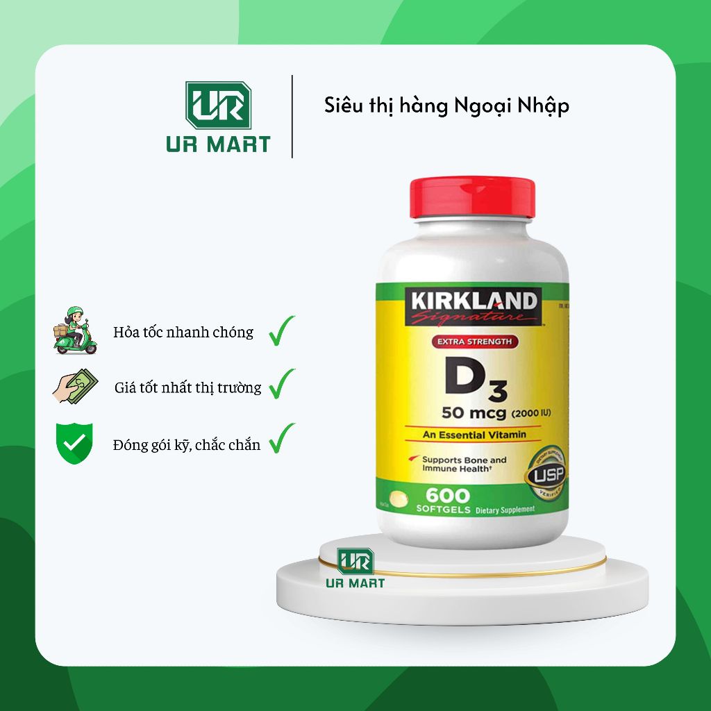 Viên Uống Vitamin D3 KIRKLAND Signature Extra Strength D3 50mcg ...