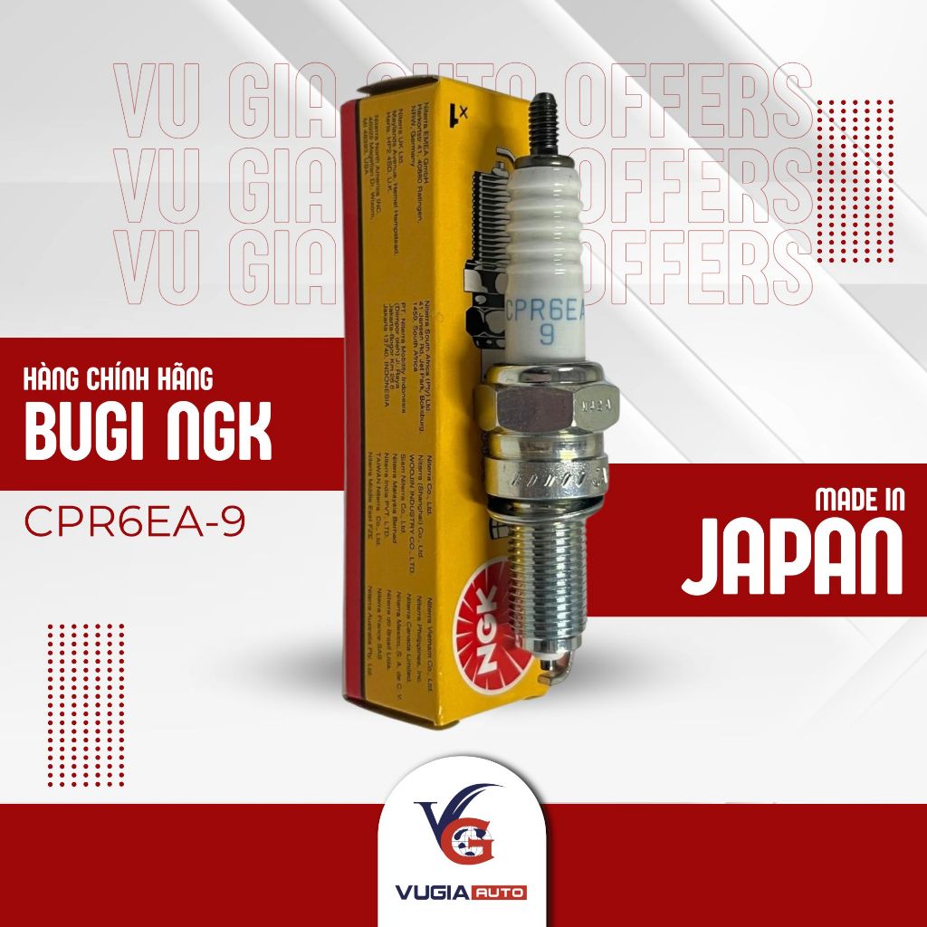Bugi NGK NICKEN CPR6EA-9 [HÀNG CHÍNH HÃNG] dùng cho xe HONDA:Future, Wave, AirBlade, MSX, Cub ...
