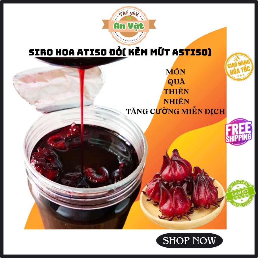 Hộp 550g siro hoa Atiso đỏ( kèm mứt hoa astiso) đậm đặc nguyên chất nhà ...