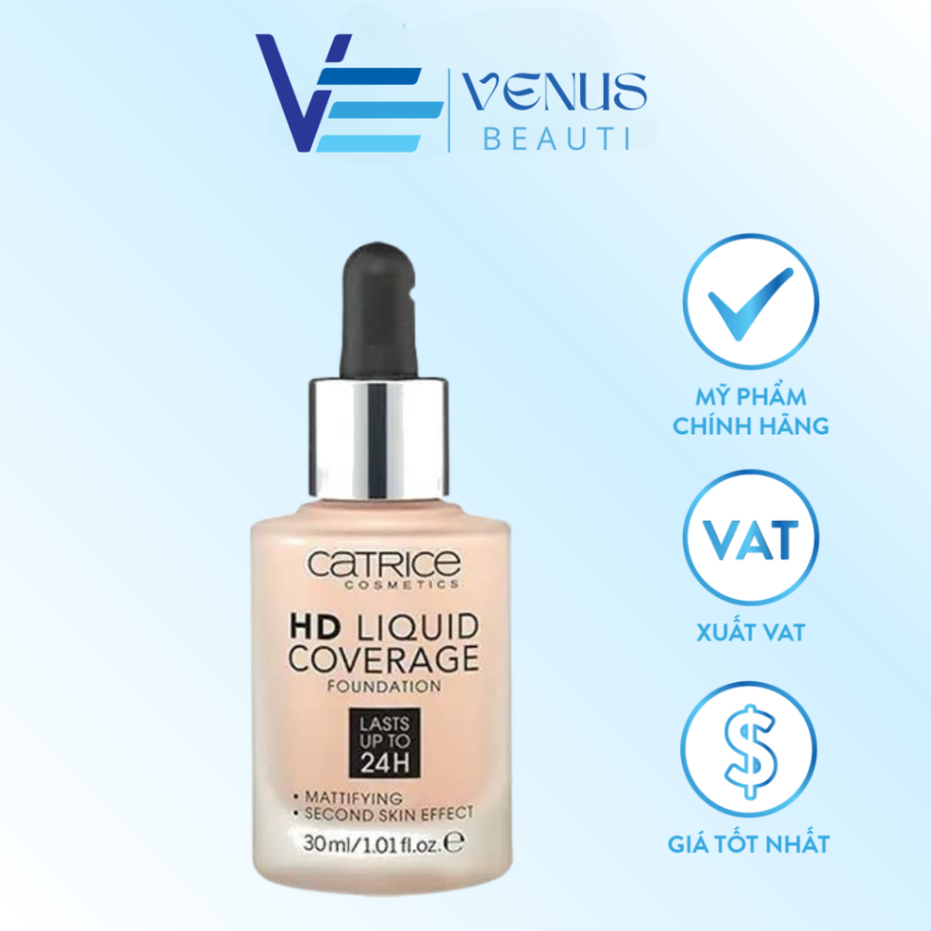 Kem nền Catrice HD Liquid Coverage Foundation 24h che phủ tự nhiên 30ml ...