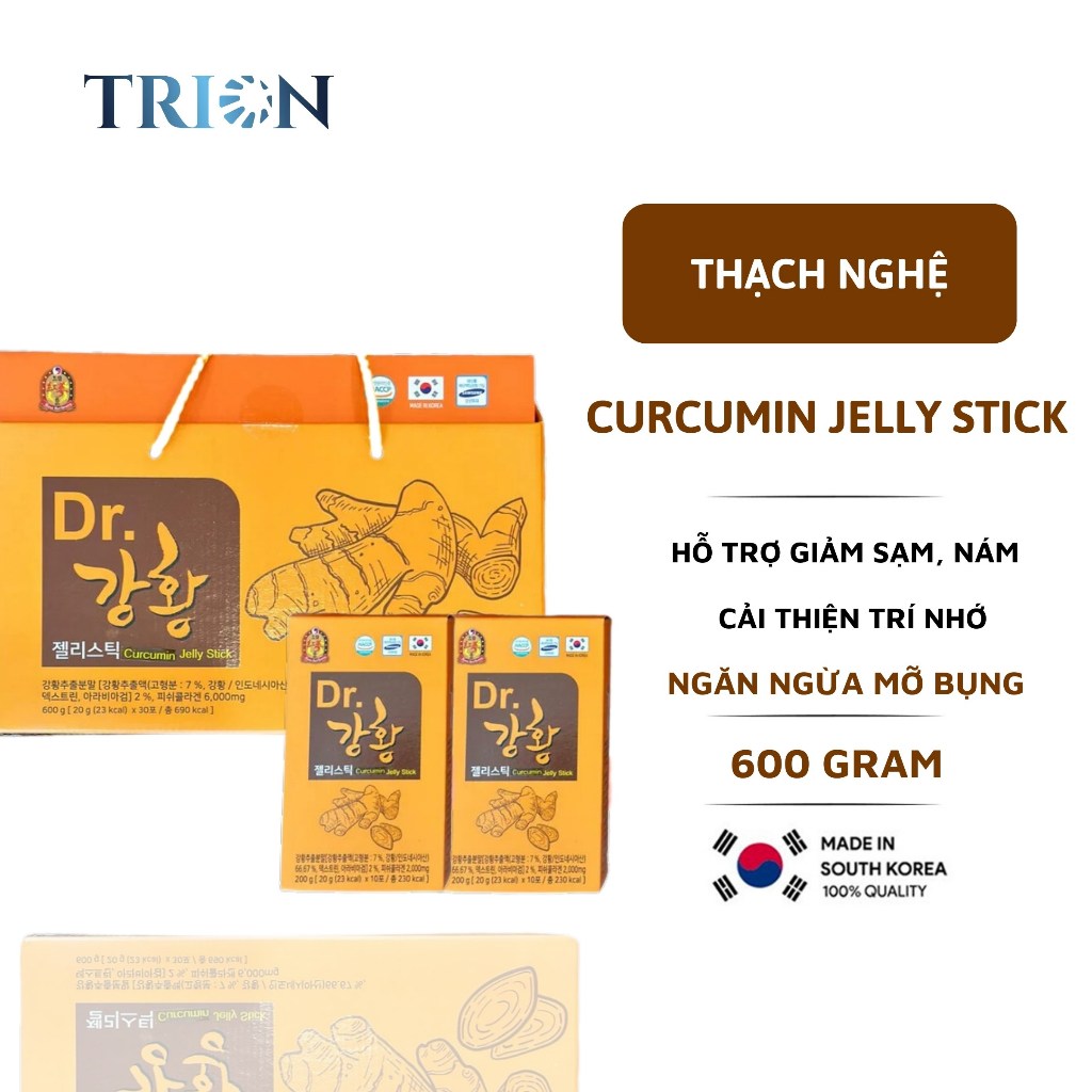 Thạch Nghệ Curcumin Jelly Stick 600g (20g*30) Hàn Quốc Hộp 30 Gói ...