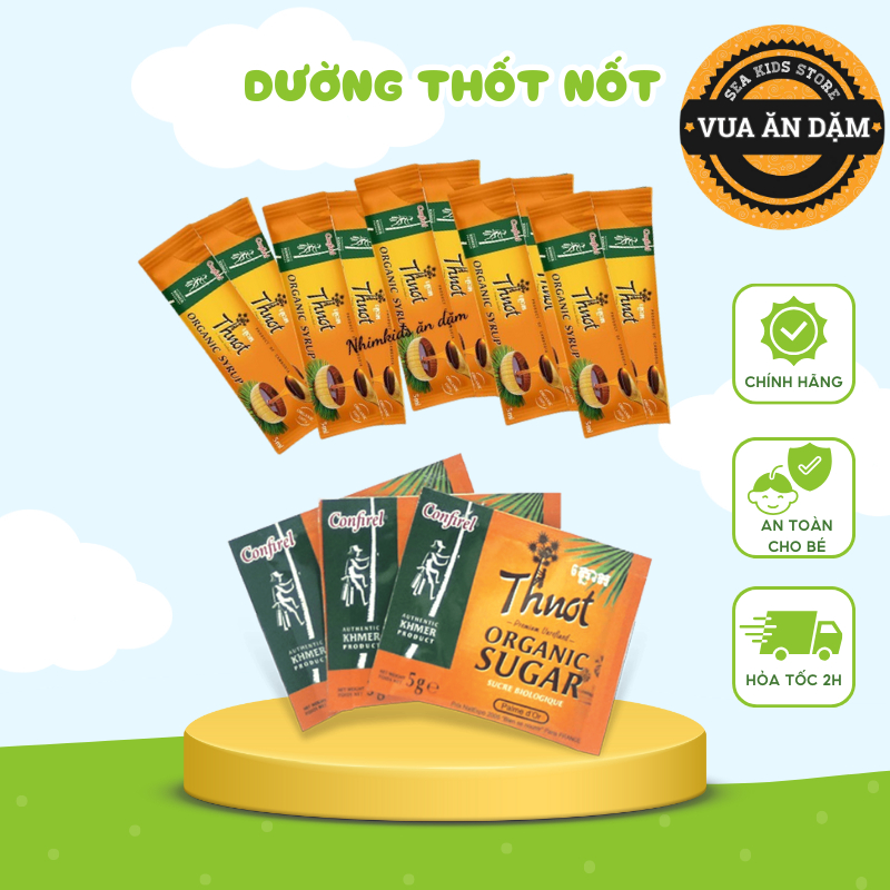 Đường Thốt Nốt (Thnot) hữu cơ gói nhỏ dạng Mịn 5g và dạng Mật 5ml (Mẫu ...