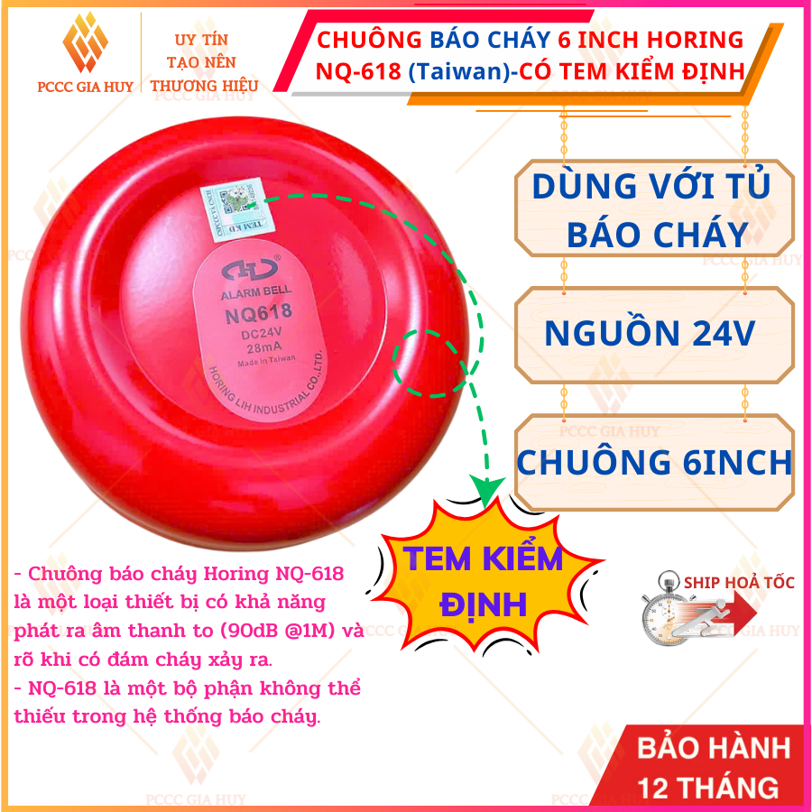Chuông báo cháy 6 inch 24V HORING NQ-618 | Shopee Việt Nam