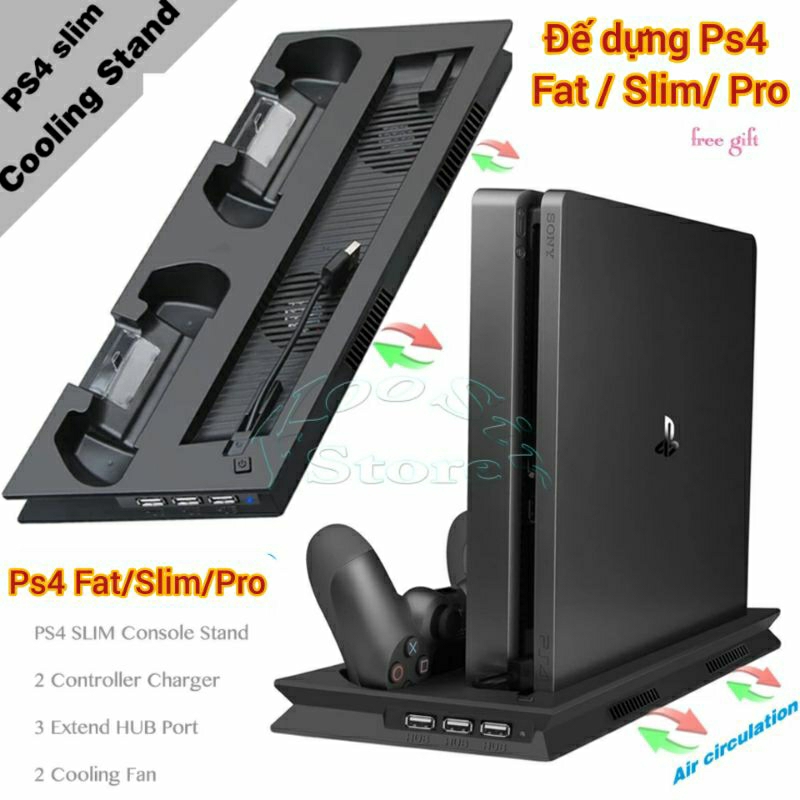 Đế tản nhiệt cho PS4 Slim Pro Fat 2 in 1 siêu mỏng slimfit ultrathin ...