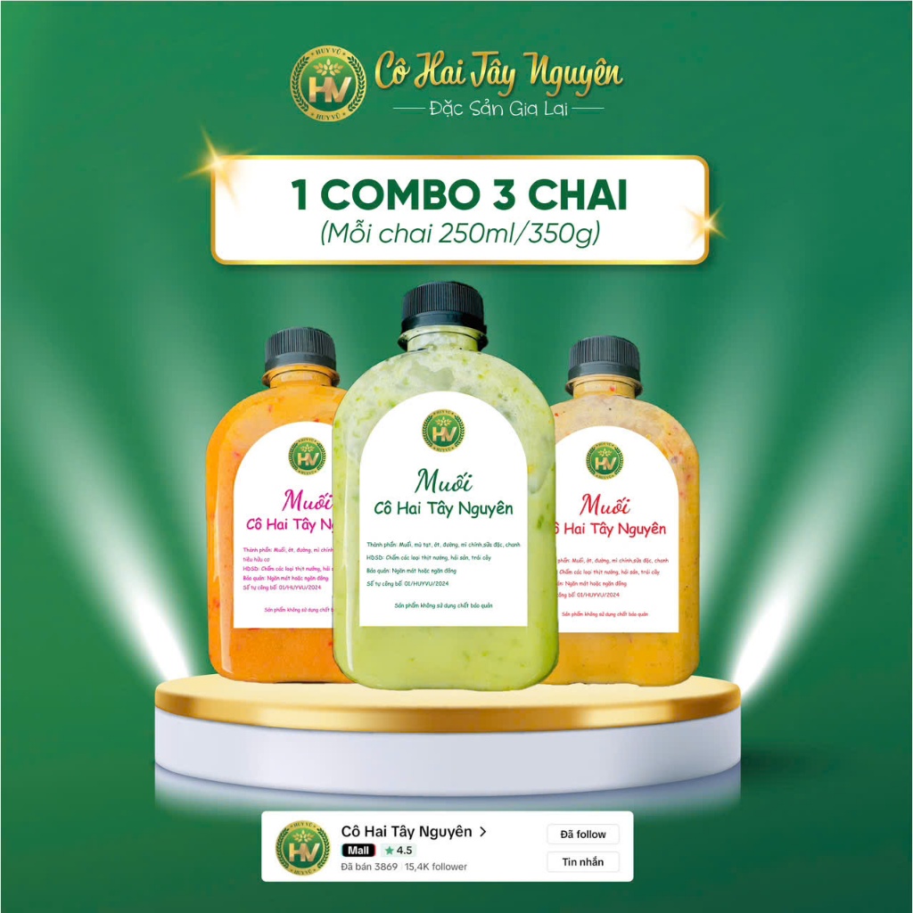 COMBO 3 Chai Muối Mix Vị Cô Hai Tây Nguyên | Shopee Việt Nam