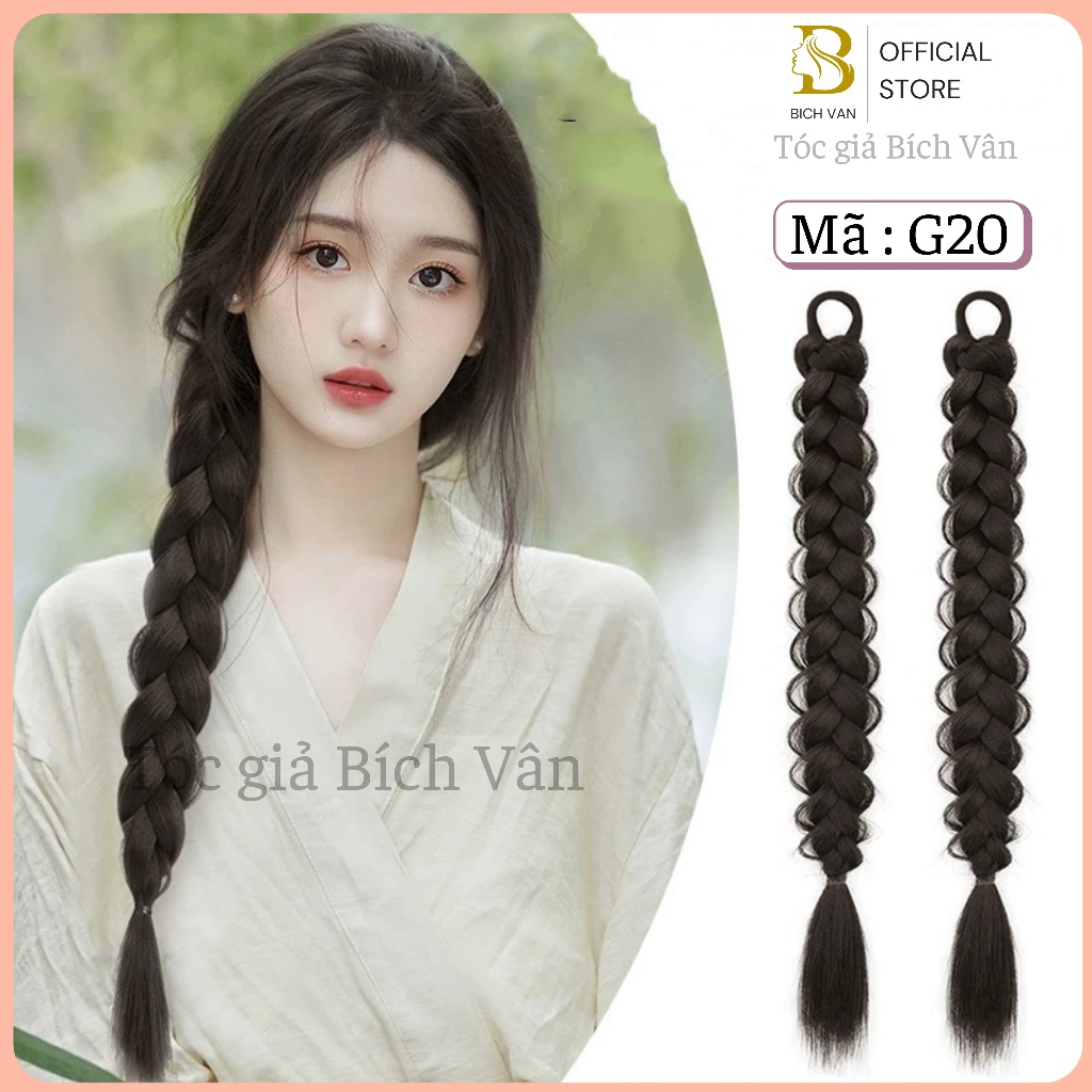 Tóc giả thắt bím Bích Vân , bím tóc giả 45cm | Shopee Việt Nam